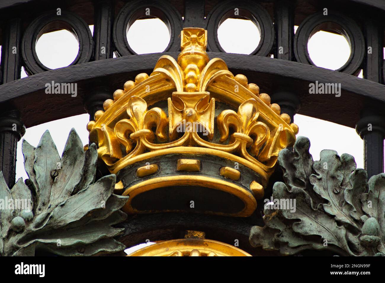 beautiful royal insignia of the Royal British family on the gates of ...