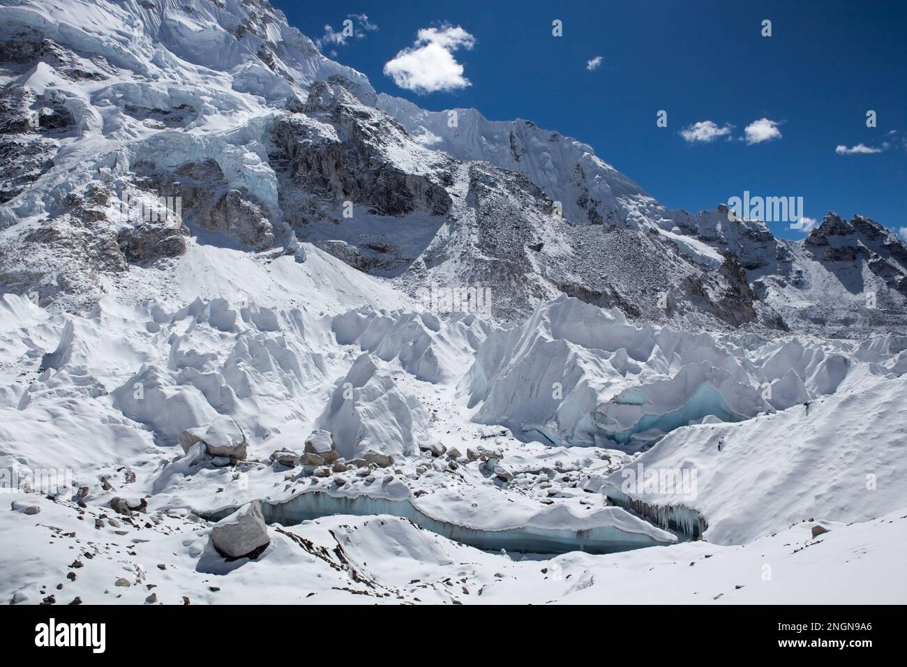 View of Khumbu glacier from Everest Base Camp, Himalayas, Nepal ...