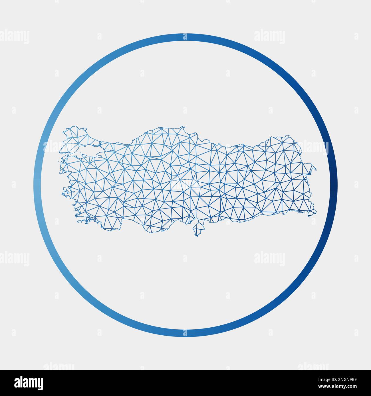 Turkey icon. Network map of the country. Round Turkey sign with ...