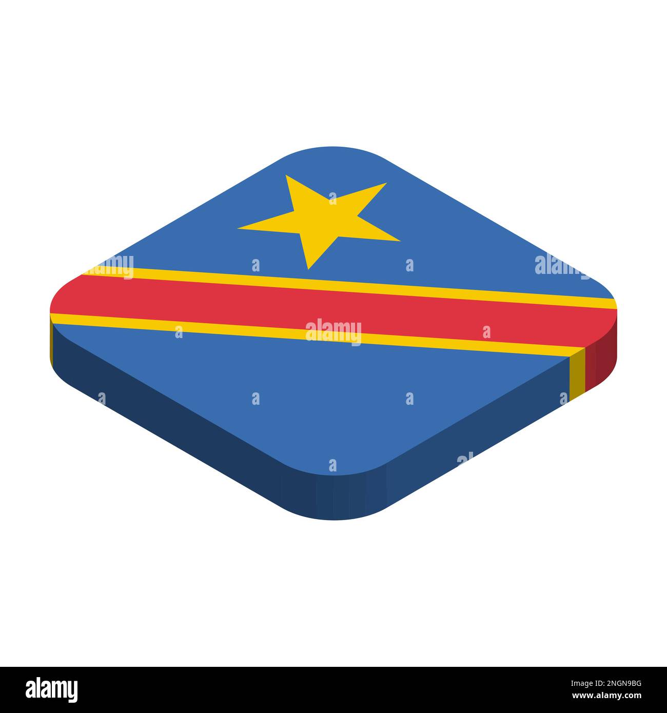 Democratic Republic of the Congo flag - 3D isometric square flag with ...