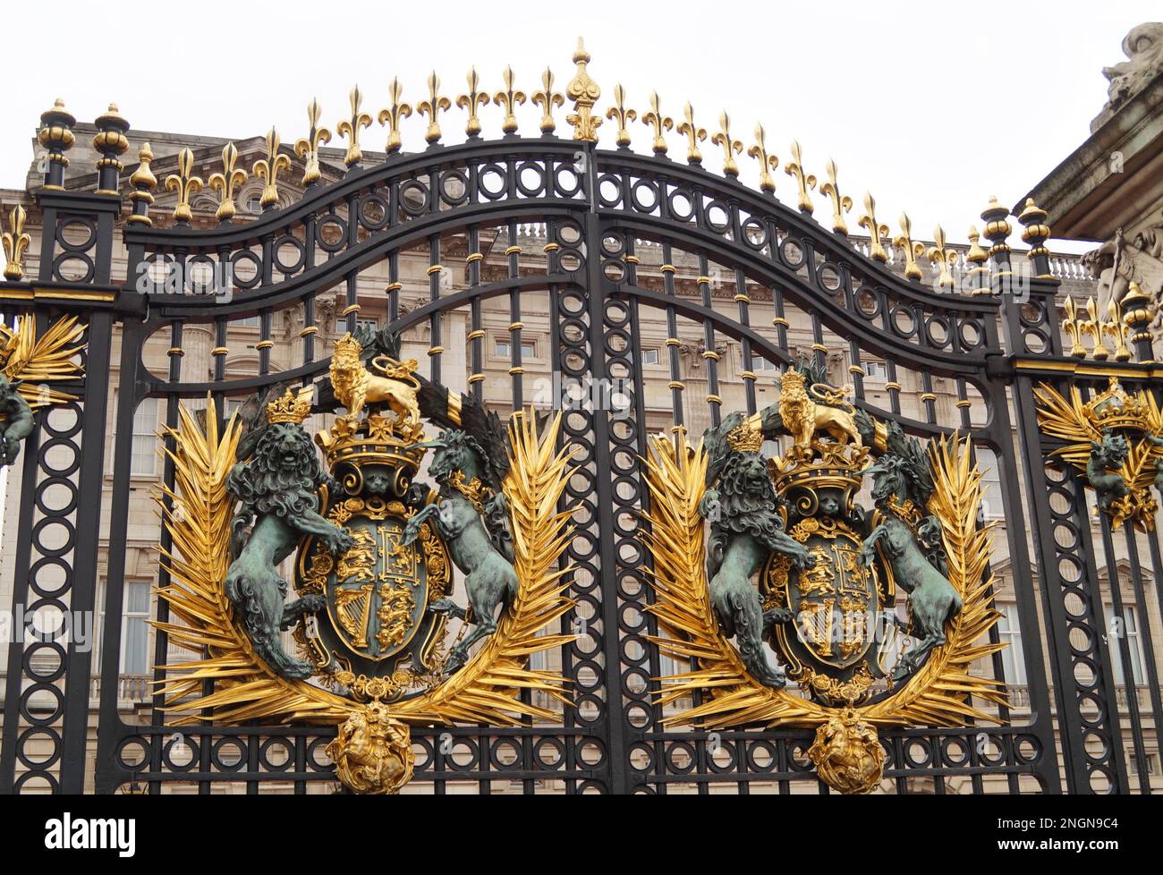 beautiful royal insignia of the Royal British family on the gates of ...
