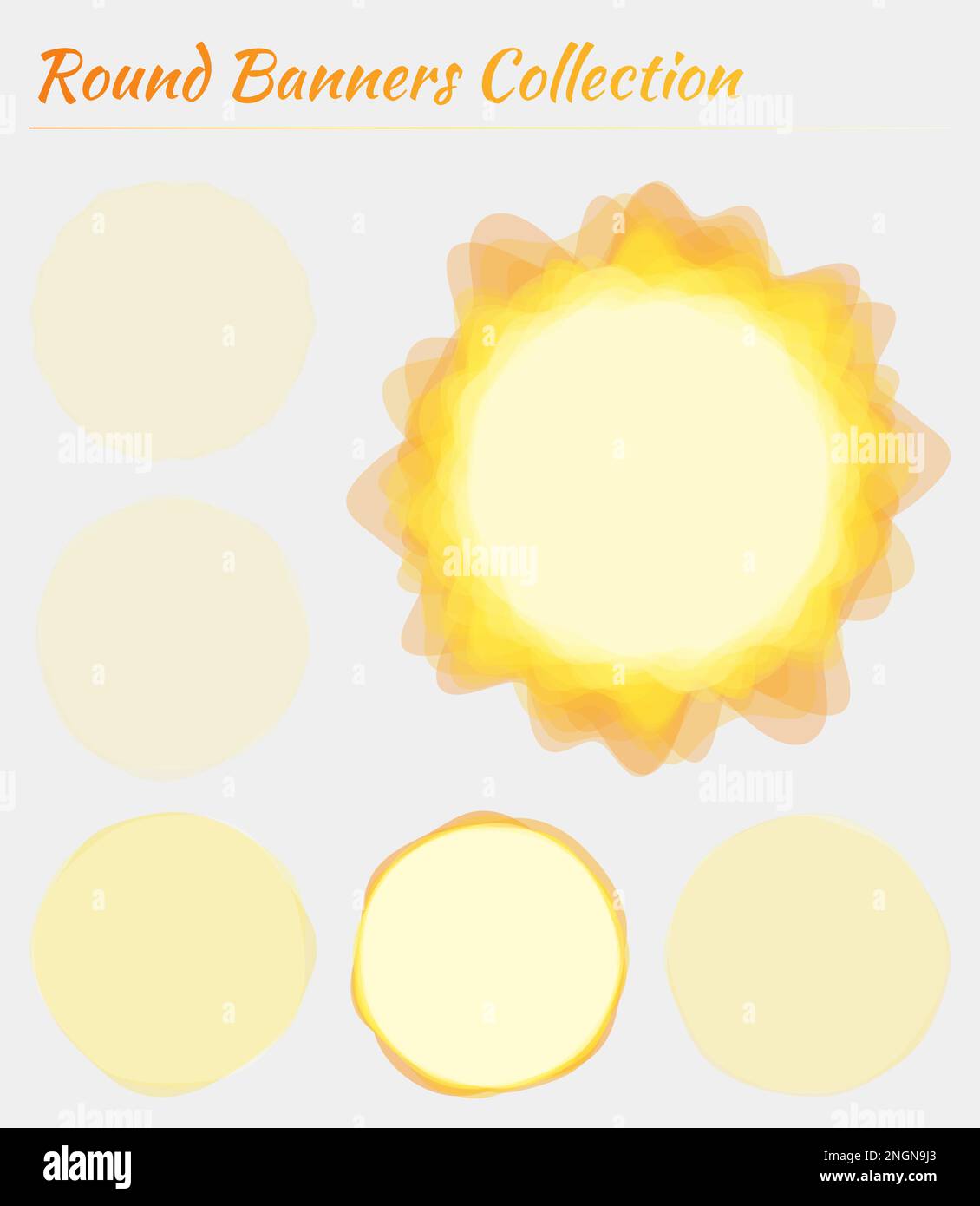 Round labels. Circular backgrounds in yellow colors. Vibrant vector ...