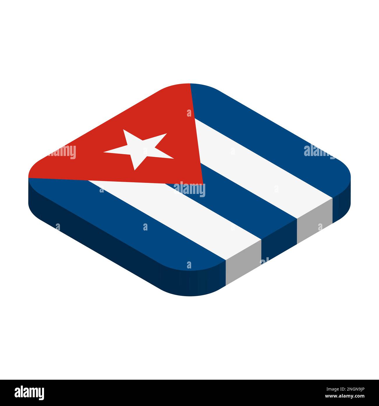 Cuba flag - 3D isometric square flag with rounded corners Stock Vector ...