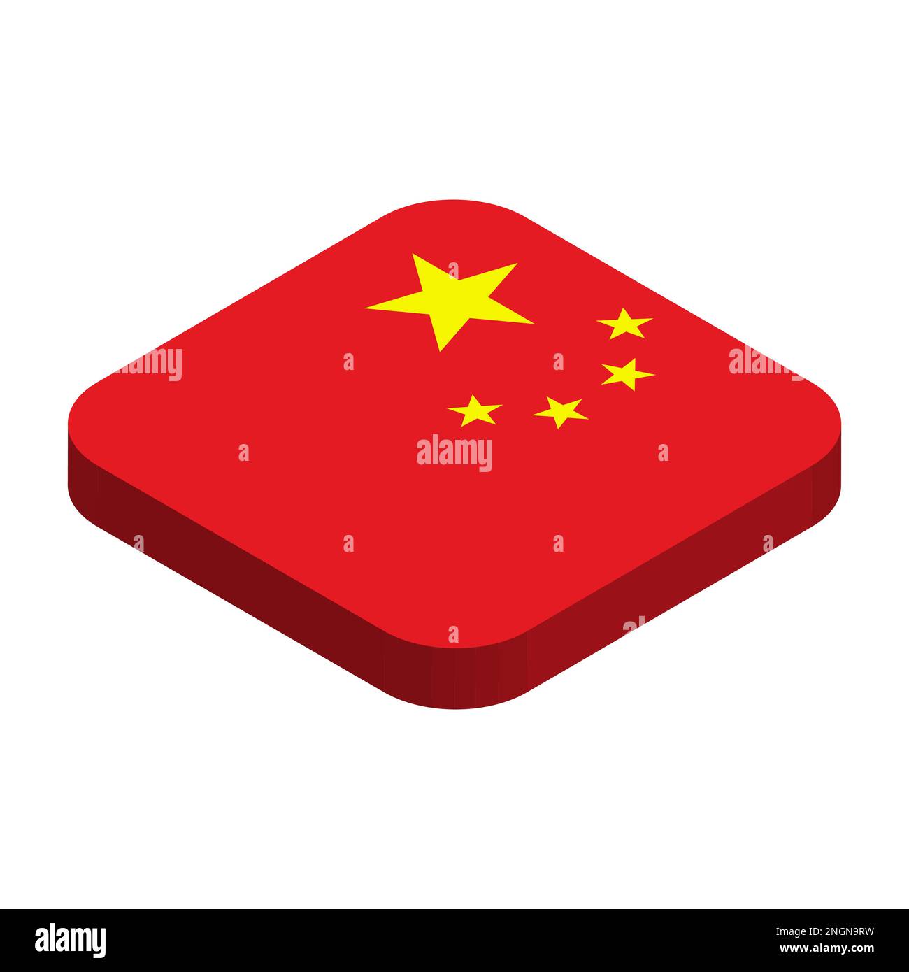 China flag - 3D isometric square flag with rounded corners Stock Vector ...
