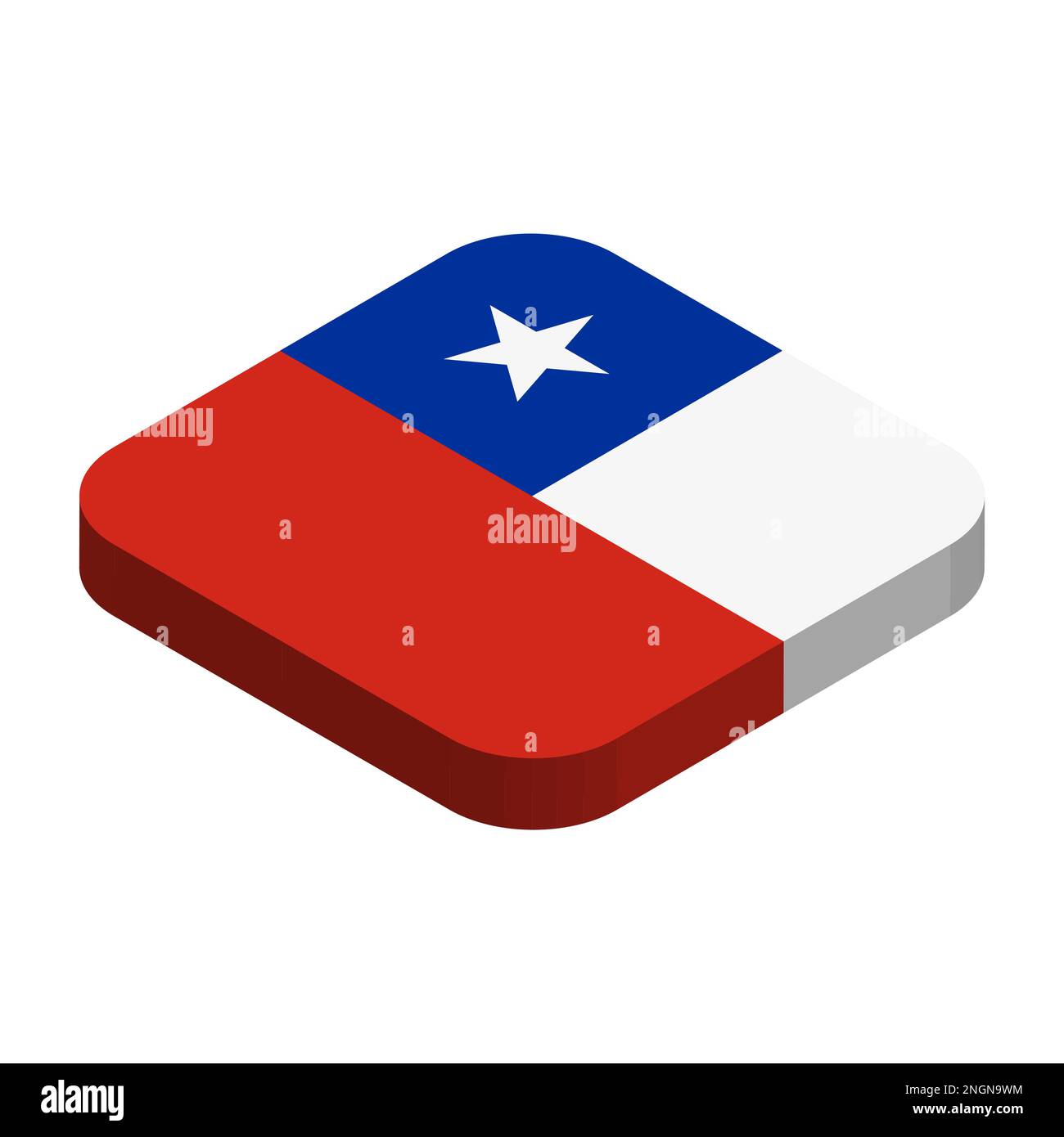 Chile flag - 3D isometric square flag with rounded corners Stock Vector Image & Art - Alamy