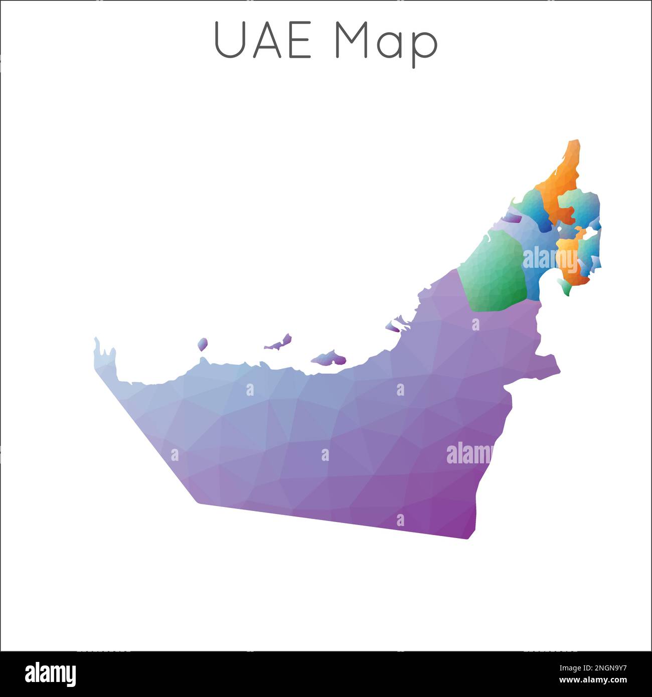 Low Poly map of UAE. UAE geometric polygonal, mosaic style map Stock ...