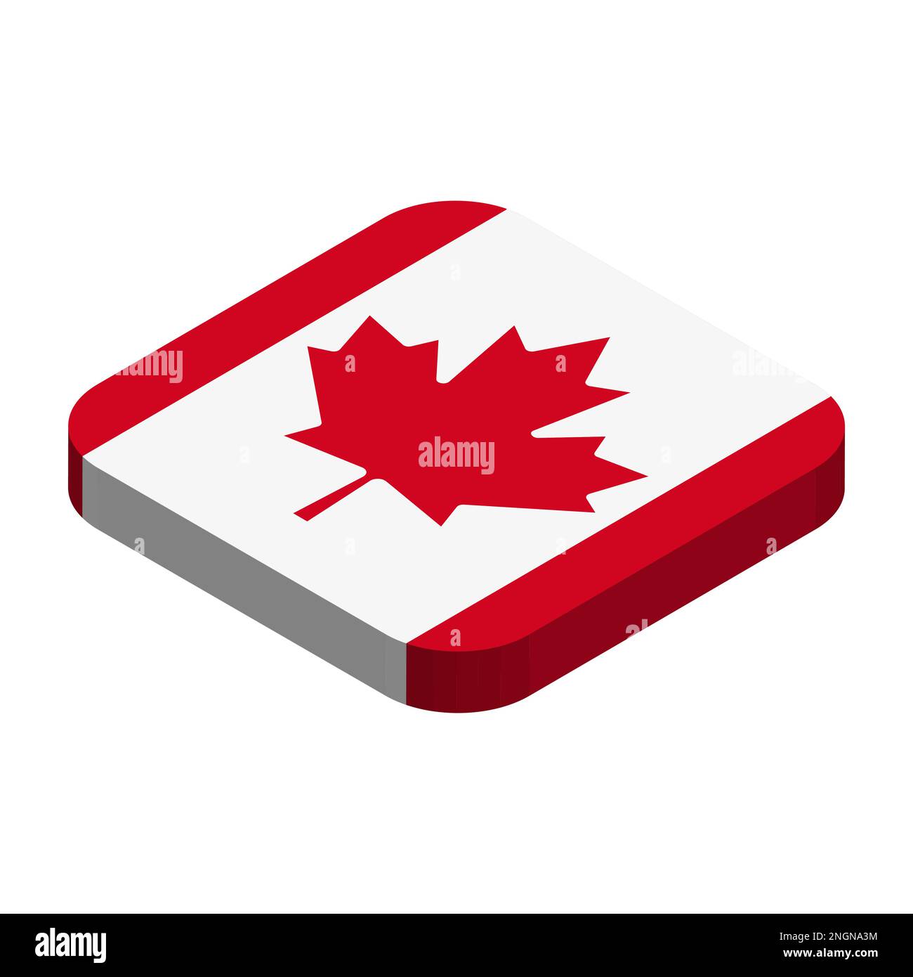 Canada flag - 3D isometric square flag with rounded corners Stock ...
