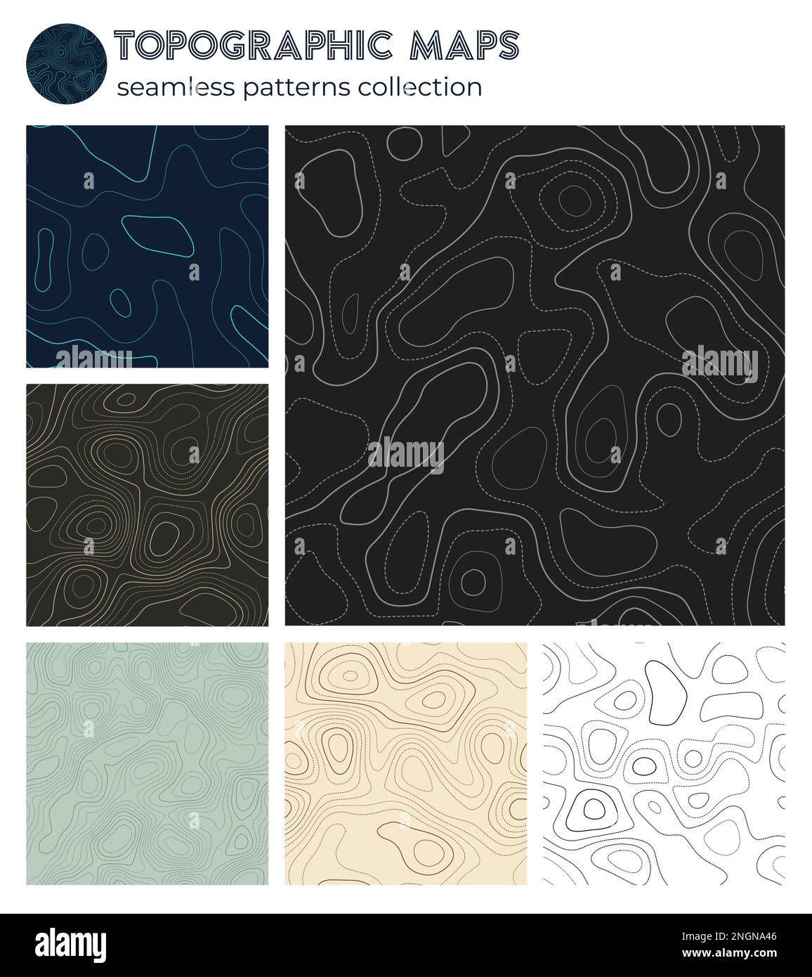 Topographic maps. Appealing isoline patterns, seamless design. Modern ...