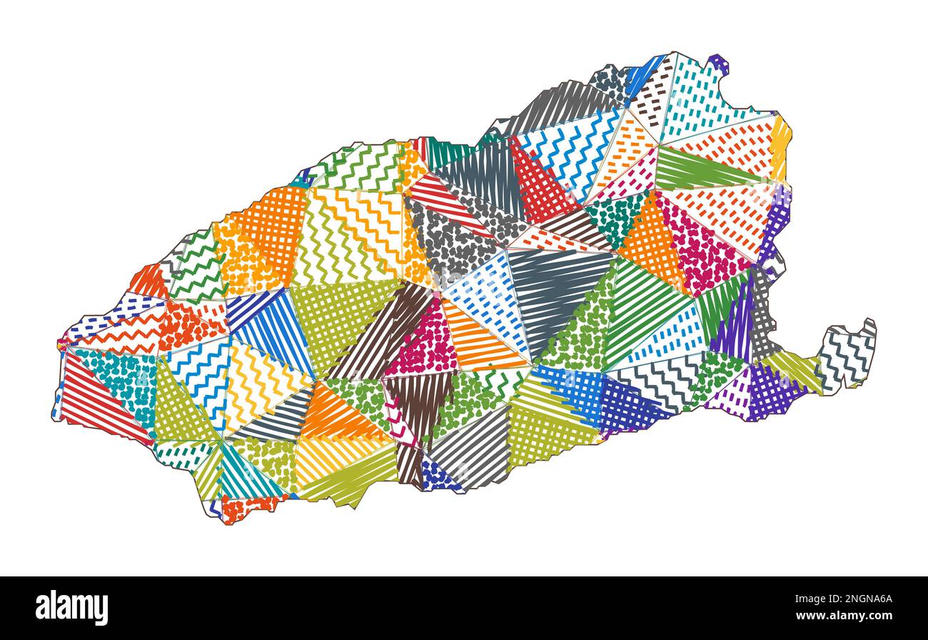 Kid style map of Imbros. Hand drawn polygons in the shape of Imbros ...