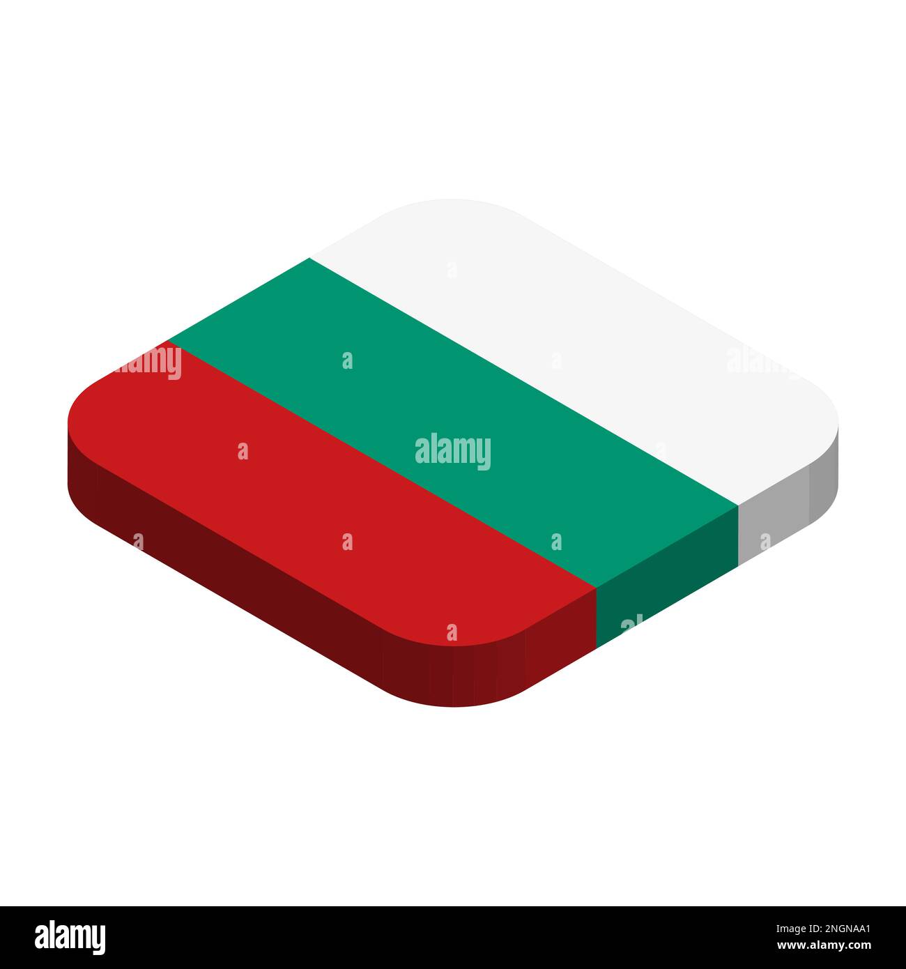 Bulgaria flag - 3D isometric square flag with rounded corners Stock ...