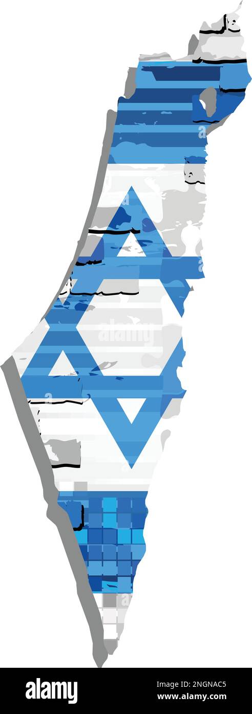 Grunge Abstract Map of the Israel - Illustration, Mosaic Israel flag ...
