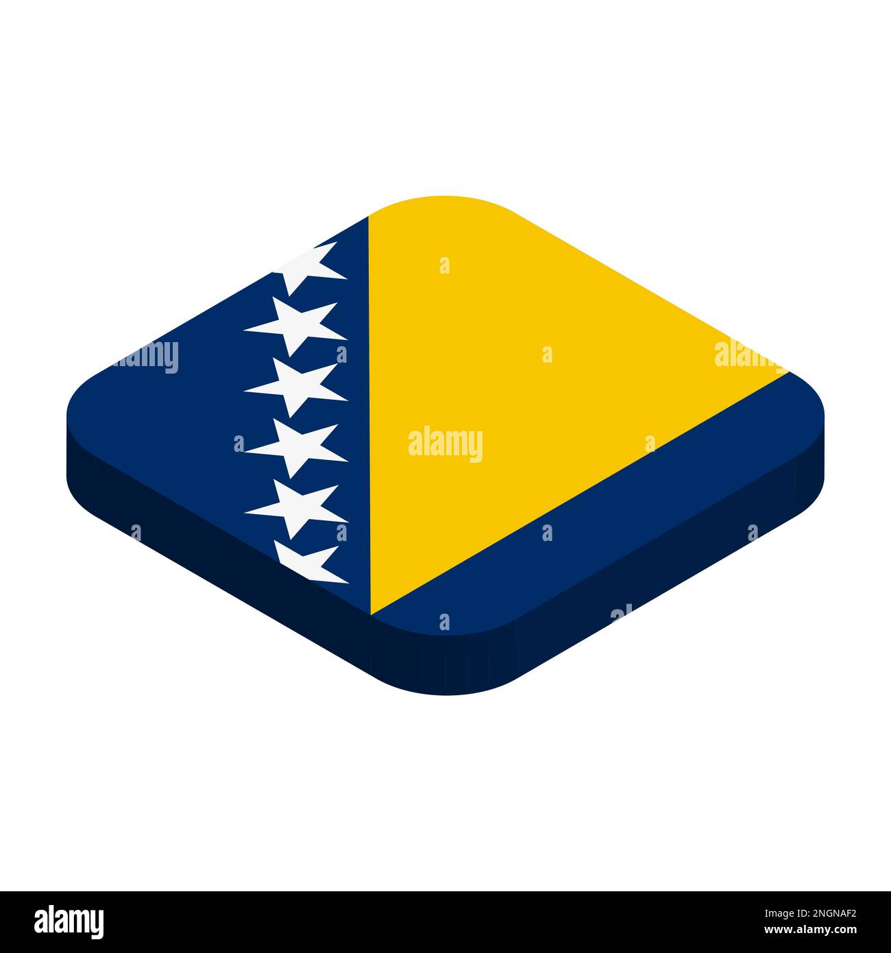 Bosnia and Herzegovina flag - 3D isometric square flag with rounded ...