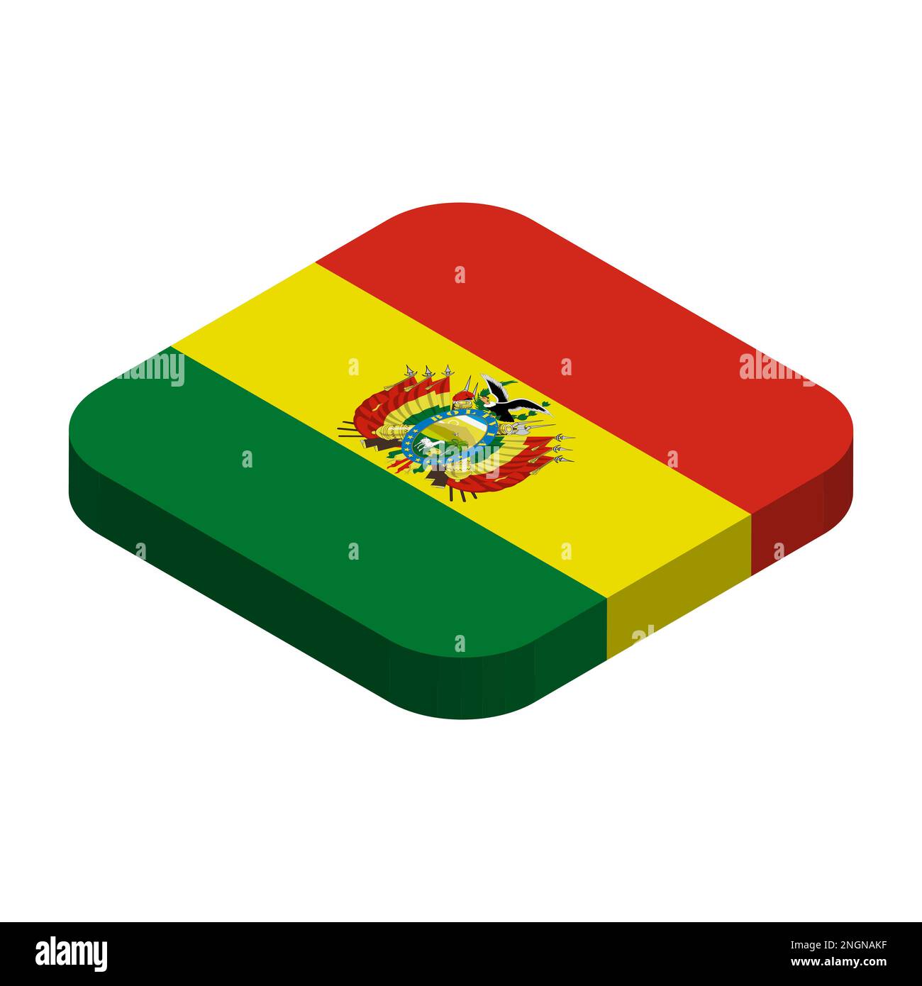 Bolivia flag - 3D isometric square flag with rounded corners Stock ...
