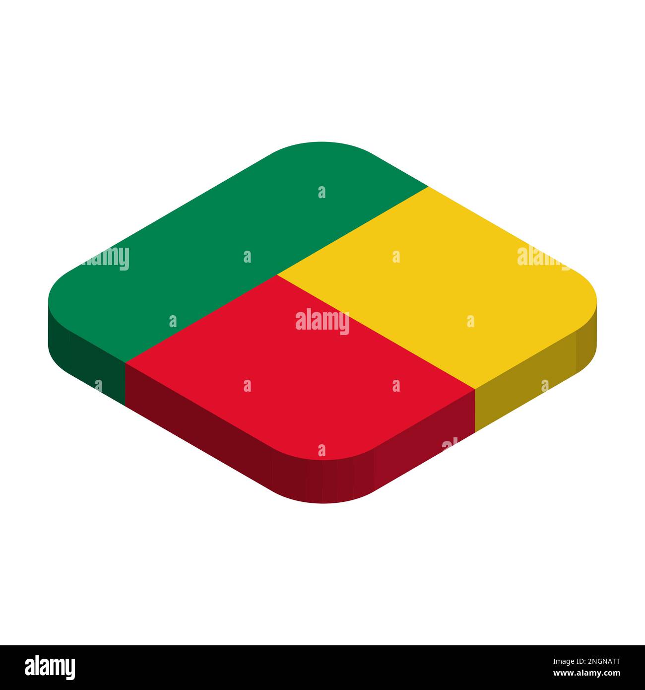 Benin flag - 3D isometric square flag with rounded corners Stock Vector ...