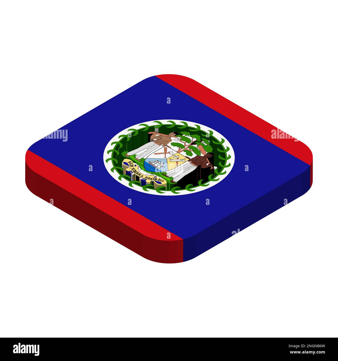 Belize flag - 3D isometric square flag with rounded corners Stock Vector Image & Art - Alamy