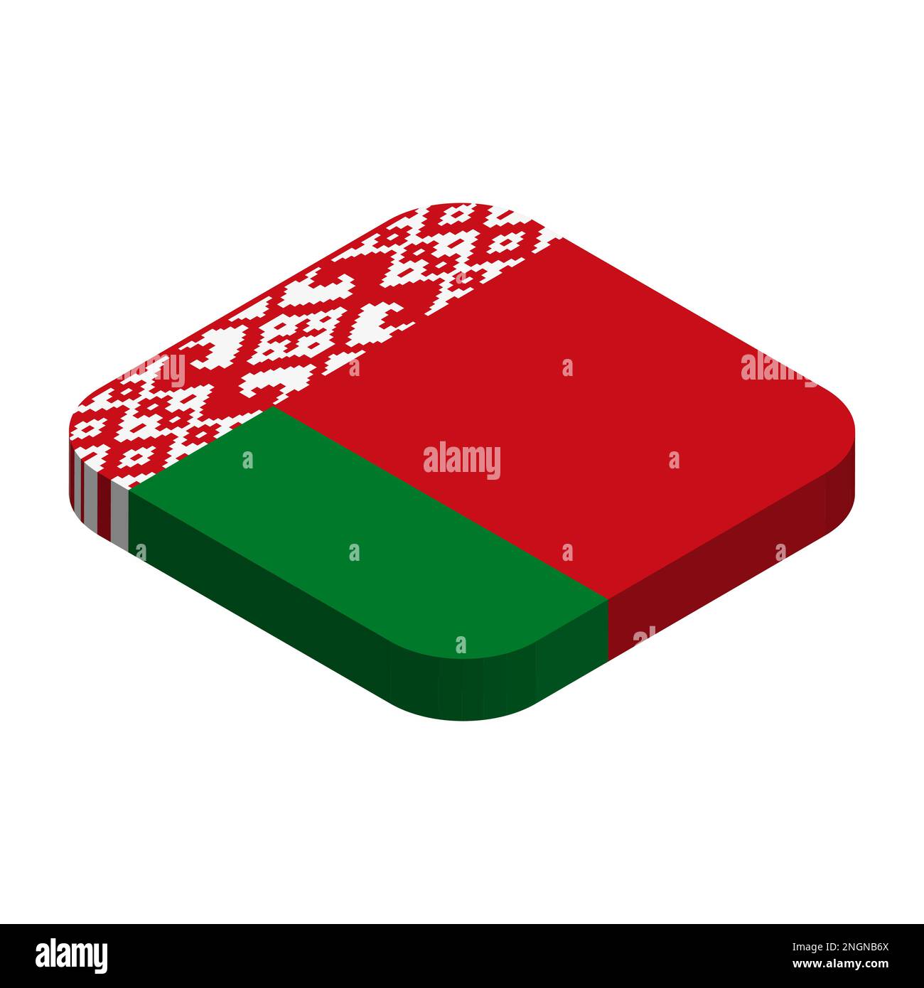 Belarus flag - 3D isometric square flag with rounded corners Stock ...