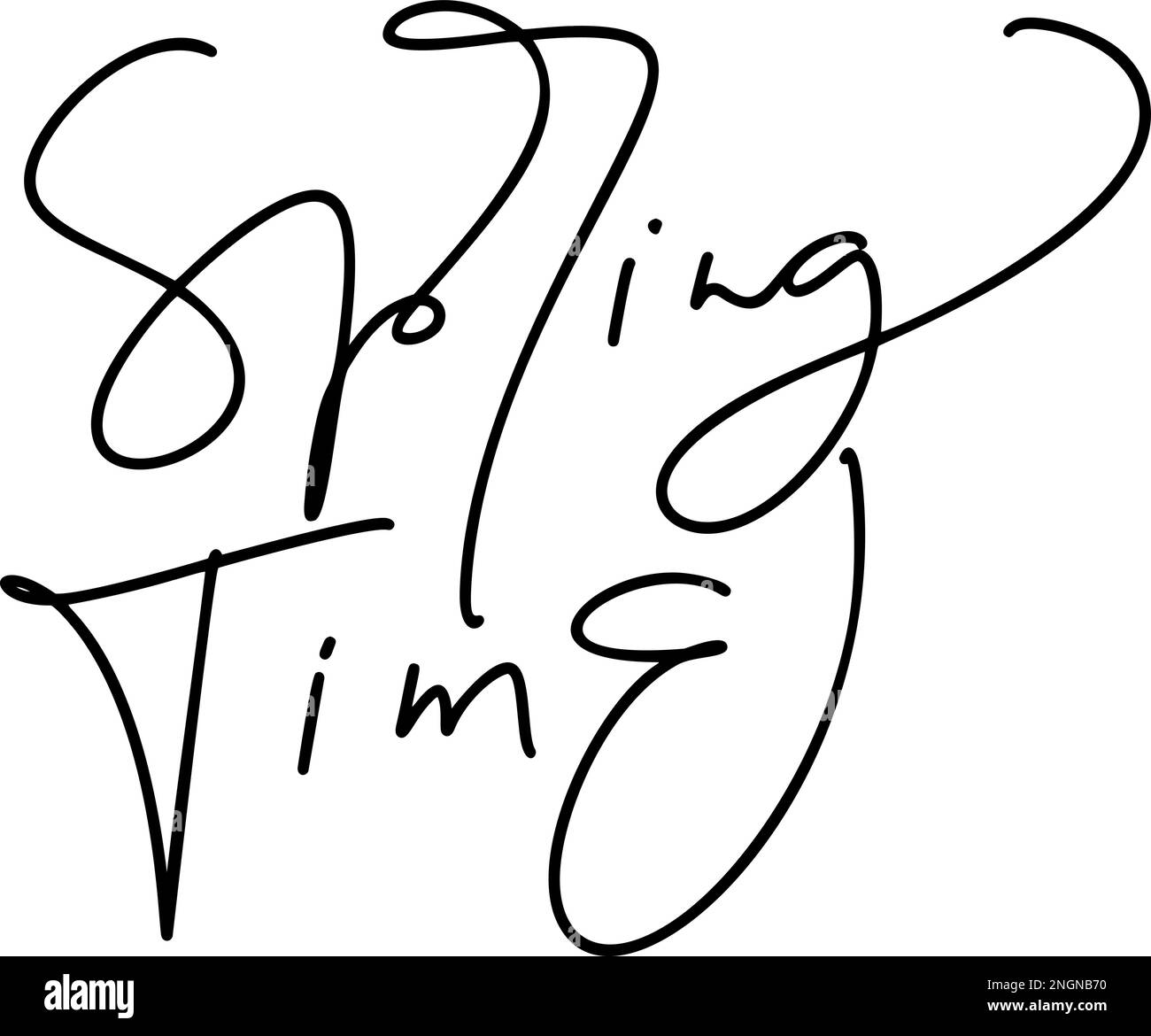 Spring time lettering lettering vector text. Modern style brush ...