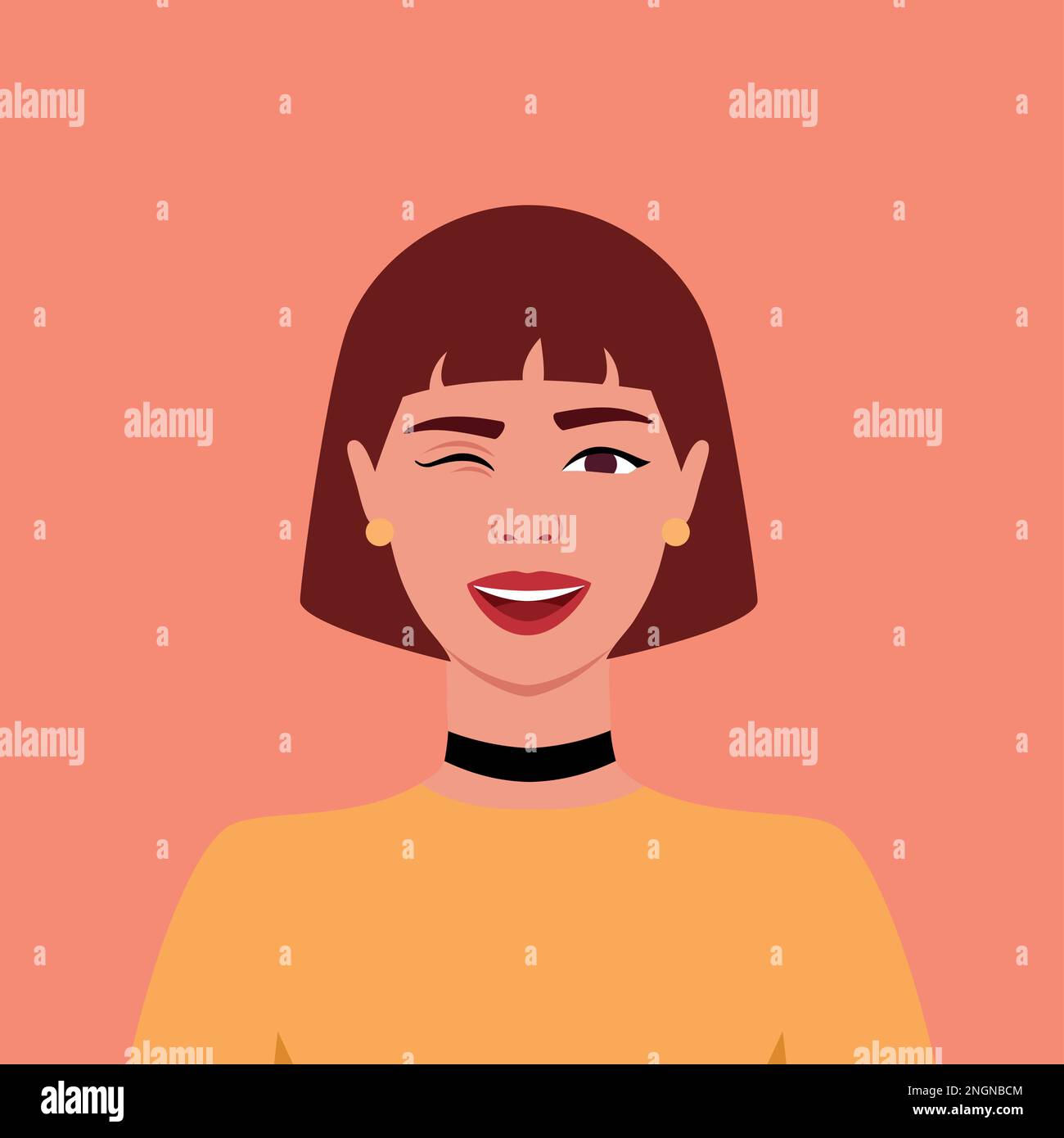 Young woman is winking. Avatar. Portrait. Human emotions. Playful ...