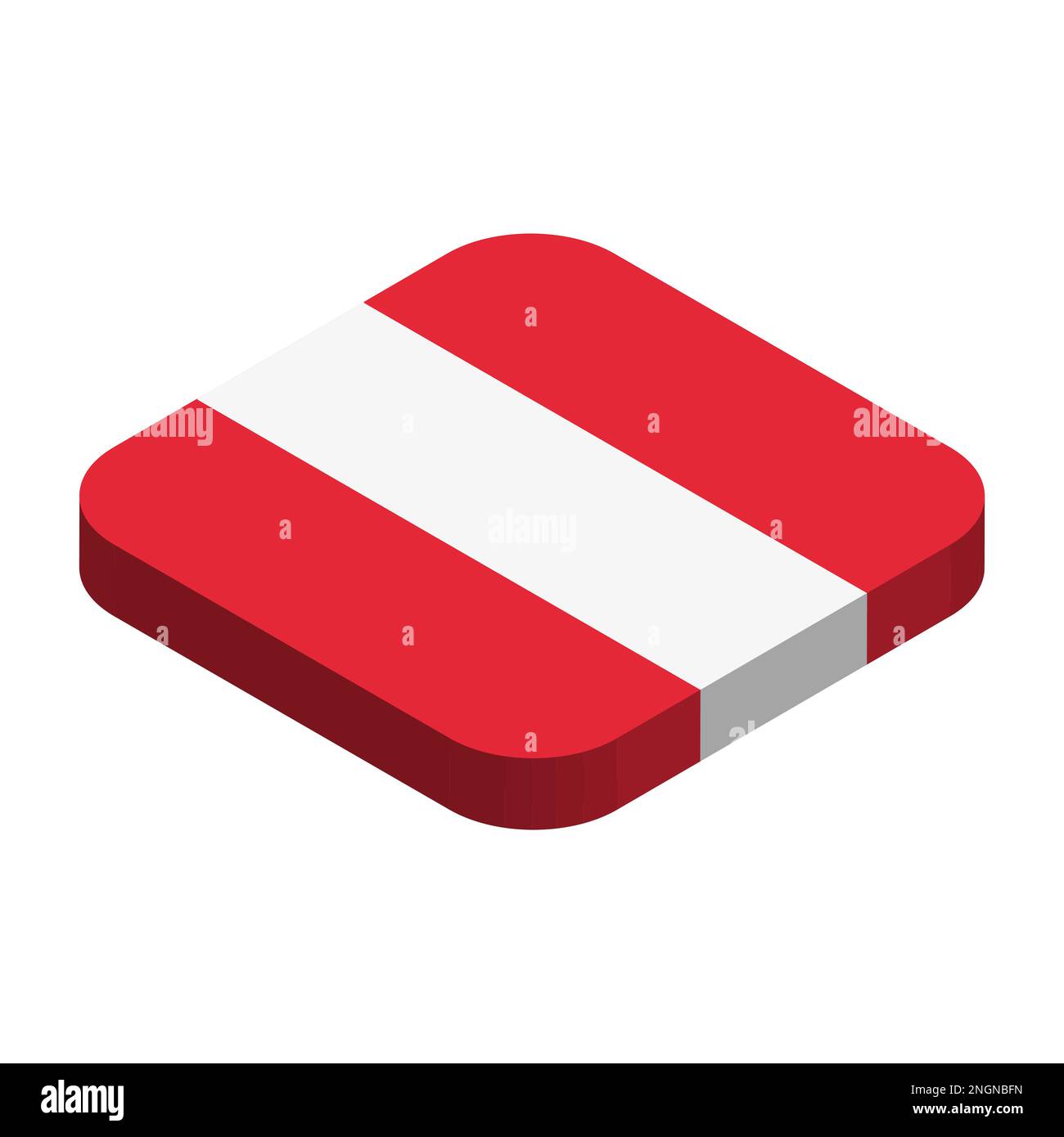 Austria flag - 3D isometric square flag with rounded corners Stock ...