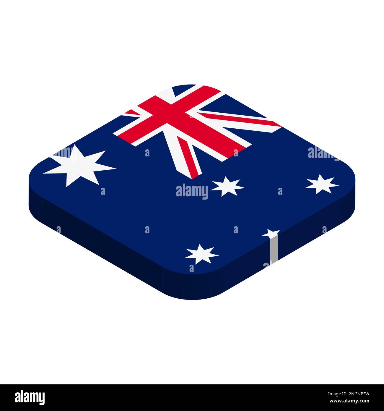 Australia flag - 3D isometric square flag with rounded corners Stock ...