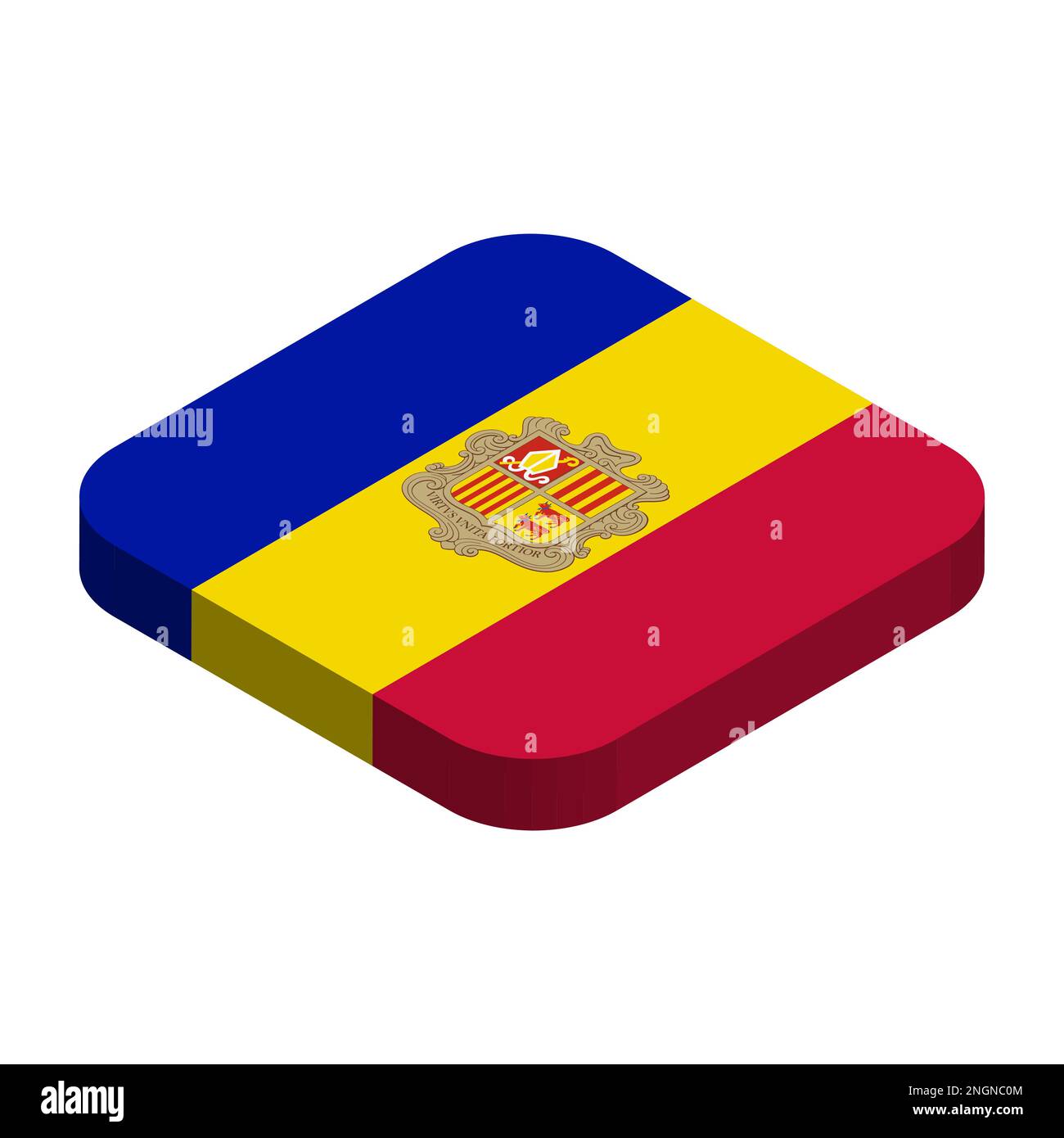 Andorra flag - 3D isometric square flag with rounded corners Stock Vector Image & Art - Alamy