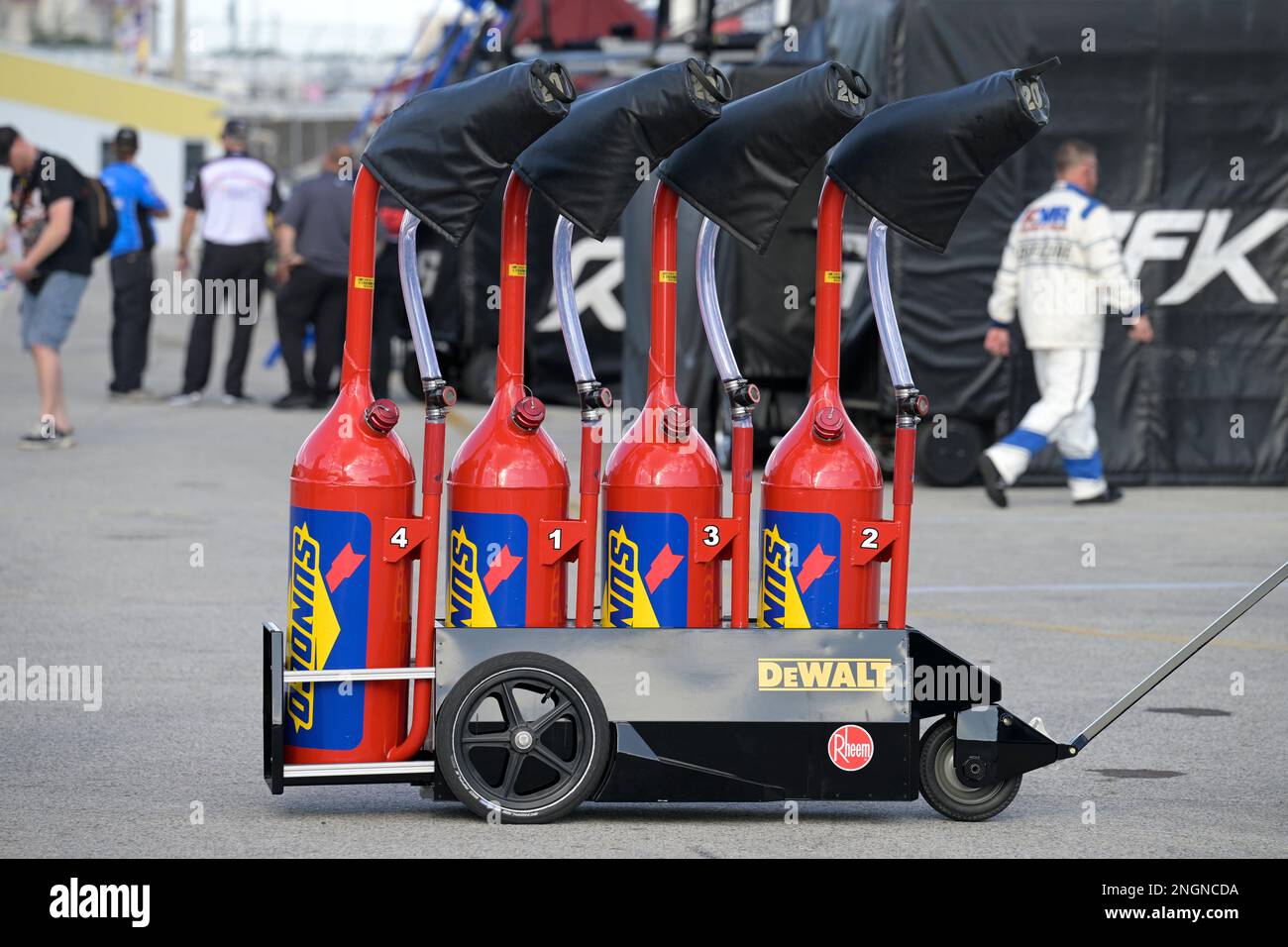 Sunoco fuel containers are pulled through the garage area during ...