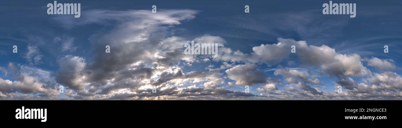 sunset sky with evening clouds as seamless hdri 360 panorama view with ...