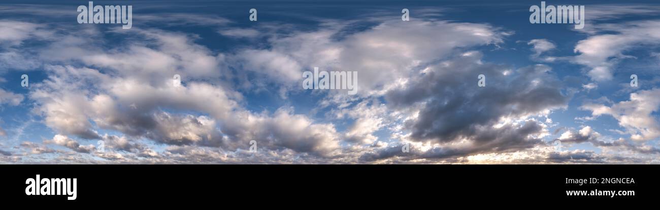 sunset sky with evening clouds as seamless hdri 360 panorama view with ...