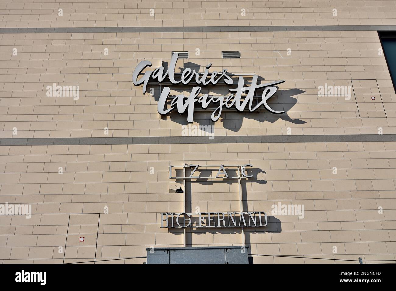 Marseille, France. 18th Feb, 2023. View of the Galeries Lafayette sign ...