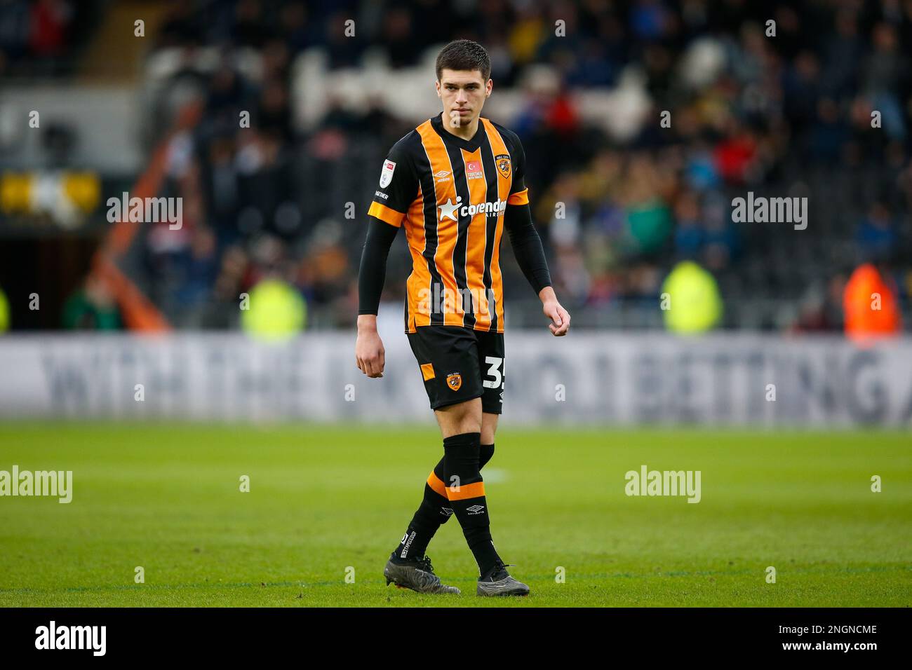 Xavier Simons #35 of Hull City during the Sky Bet Championship match ...