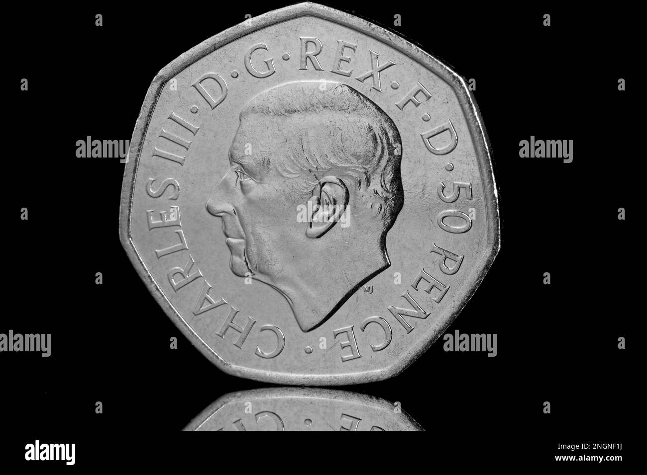 King charles fifty pence coin Black and White Stock Photos & Images - Alamy