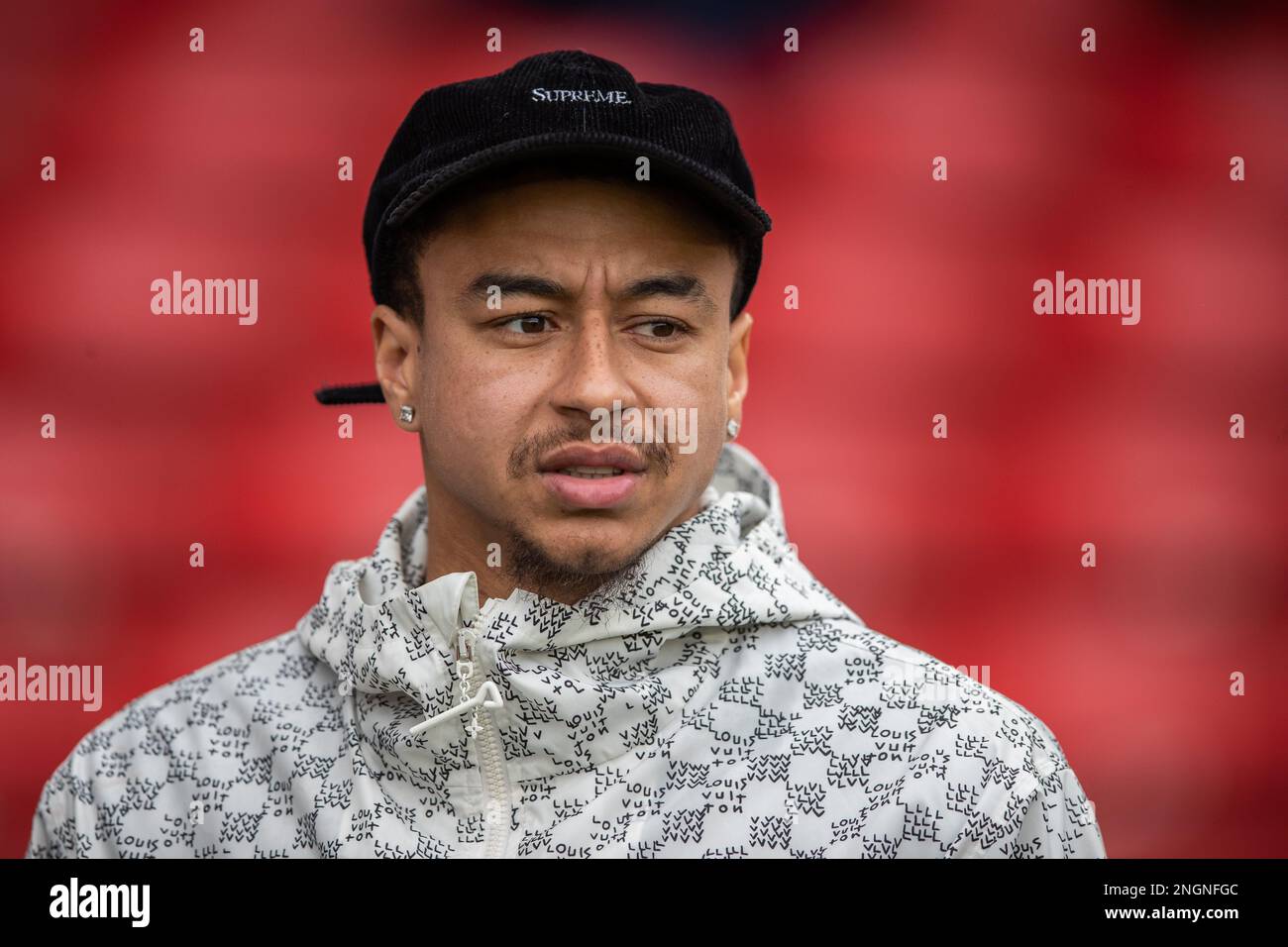 Jesse Lingard #11 of Nottingham Forest looks on before the Premier ...