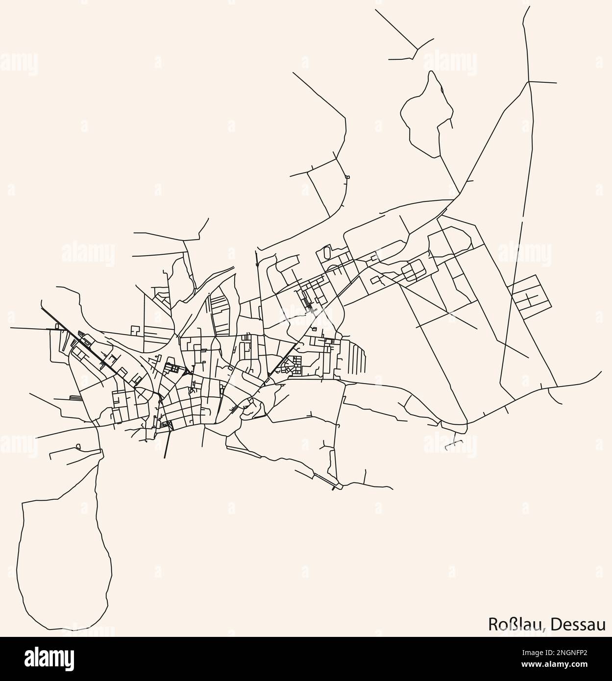 Street roads map of the ROSSLAU BOROUGH, DESSAU Stock Vector Image ...