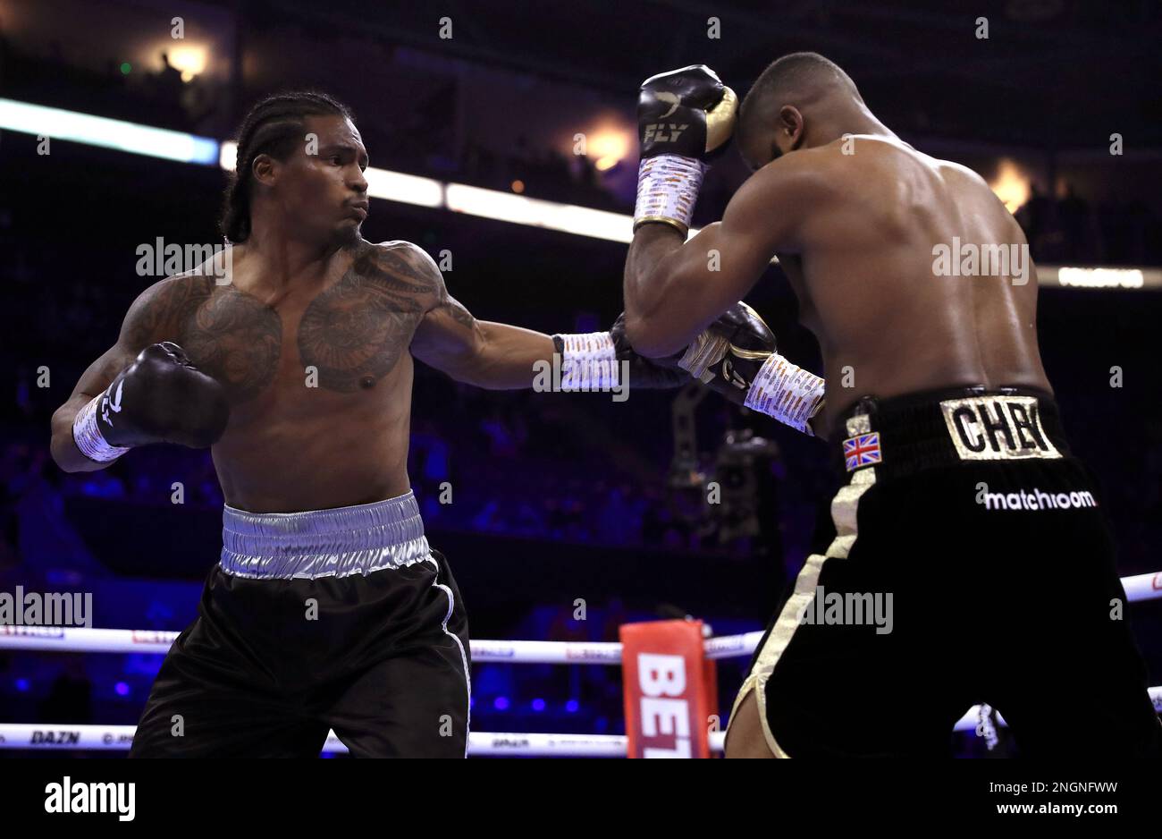 Israel Duffus (left) and Cheavon Clarke in action durnig their ...
