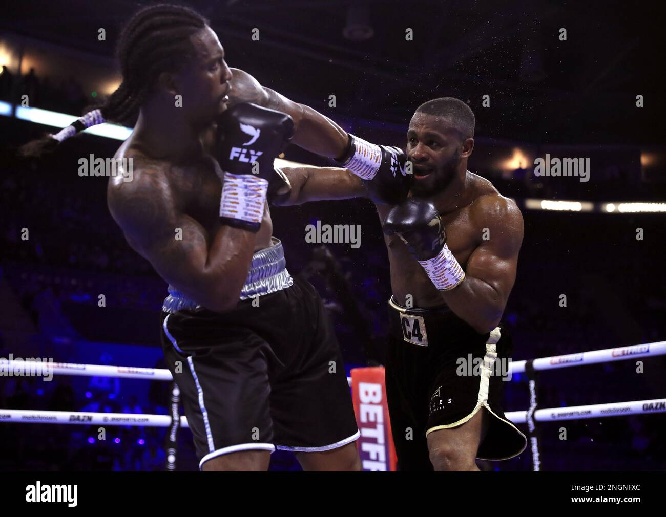 Israel Duffus (left) and Cheavon Clarke in action durnig their ...