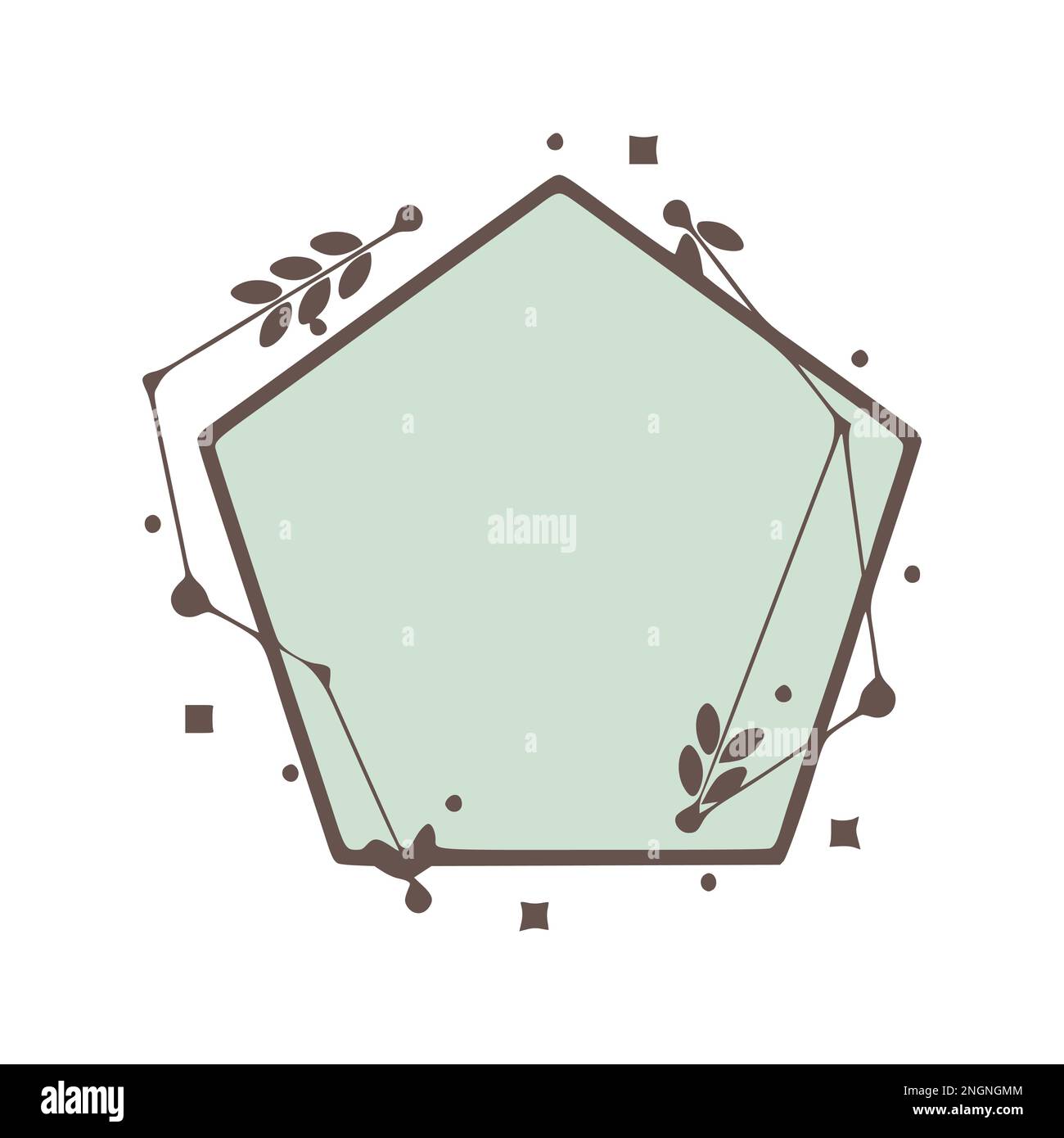 Pentagonal nature geometric frames with leaves made from lines and dots ...