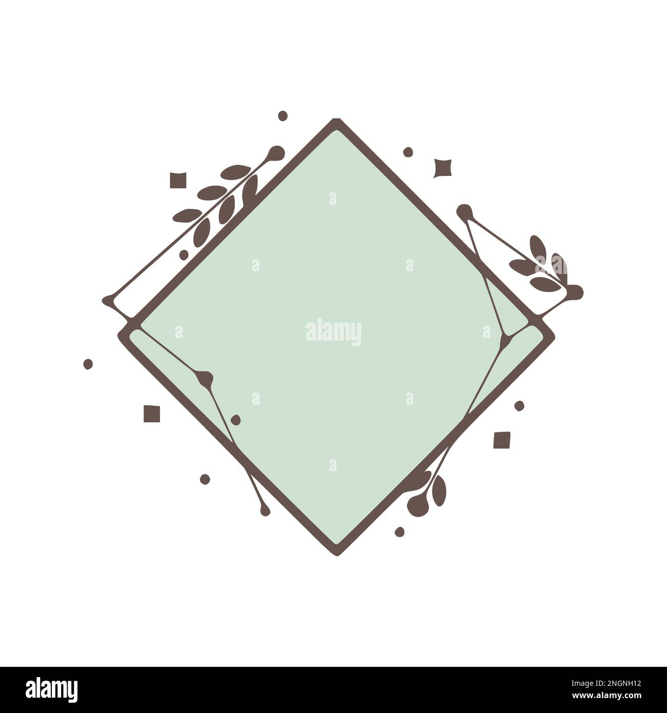 Rhombus Nature geometric frames with leaves made from lines and dots in ...