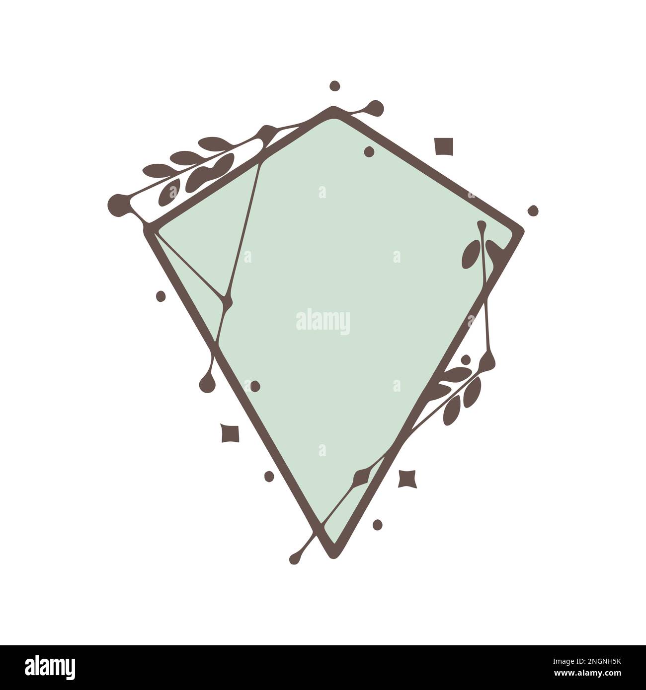 Nature geometric frames with leaves made from lines and dots in hand ...