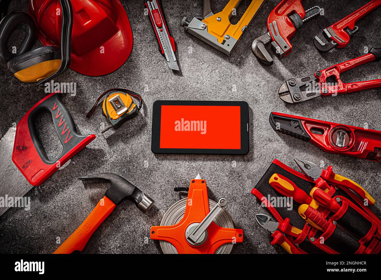 Big Set Of Construction Tools Mock Up With Free Space For Your Text ...