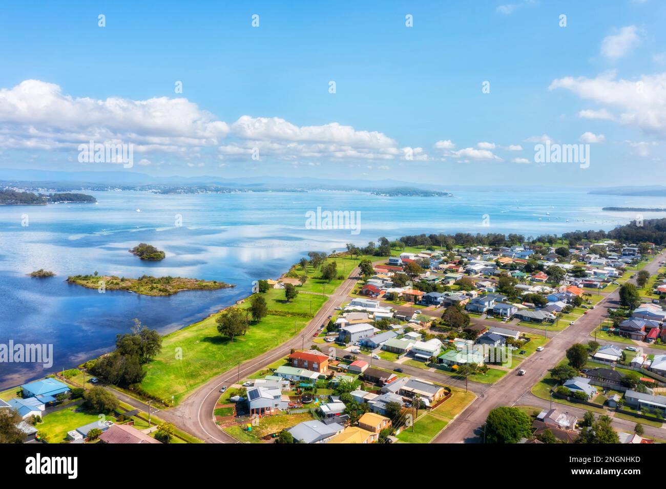 Residential streets and houses of Swansea town on Lake Macquarie ...