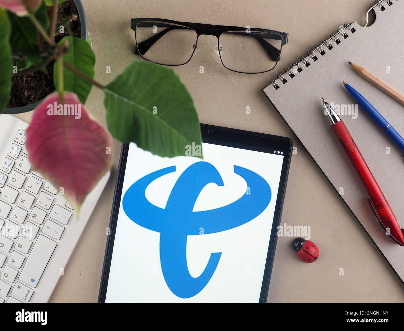 In this photo illustration, a China Telecom Corporation Limited logo ...