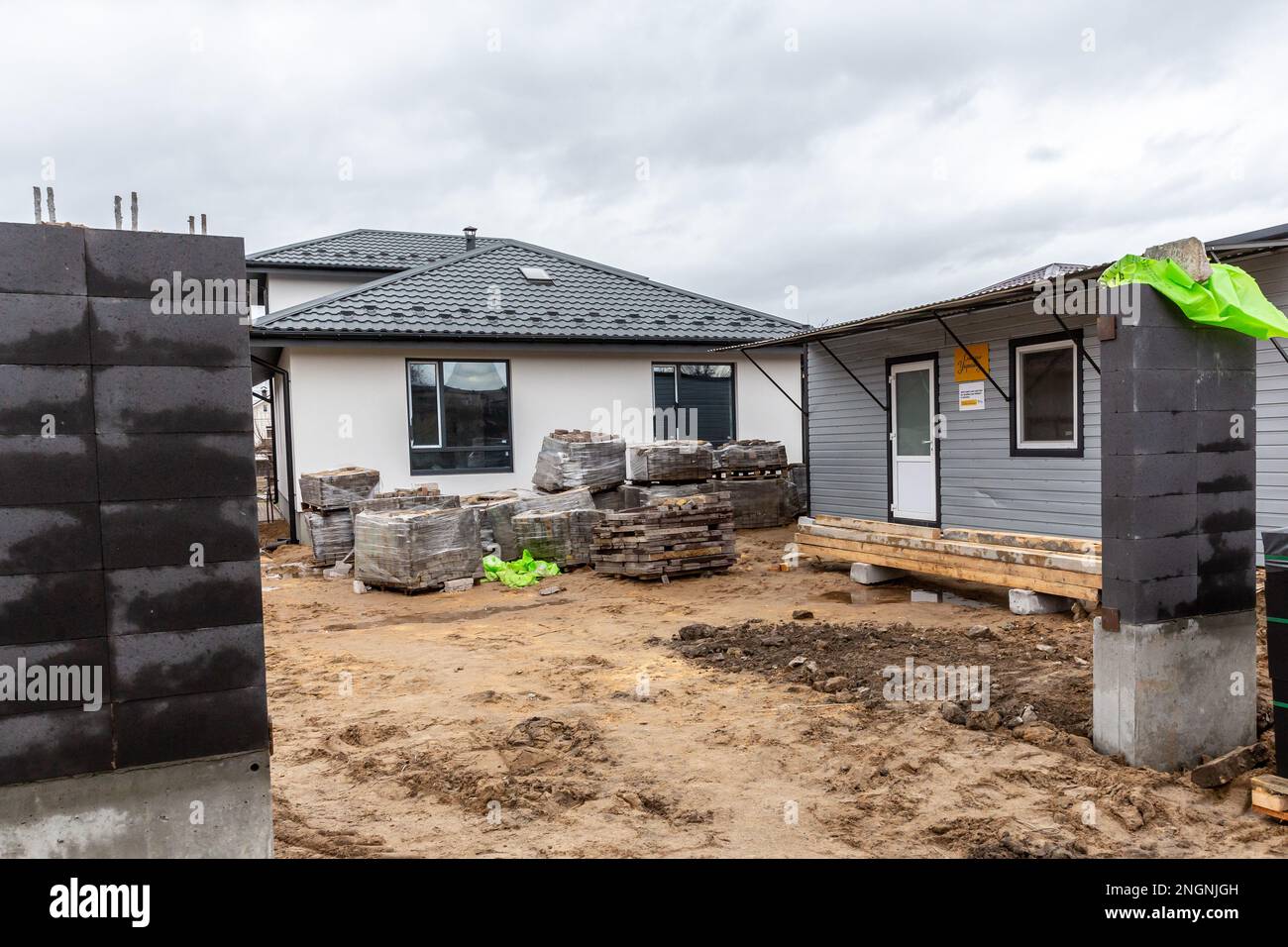 New houses that were built to replace fully destroyed bombarded houses ...