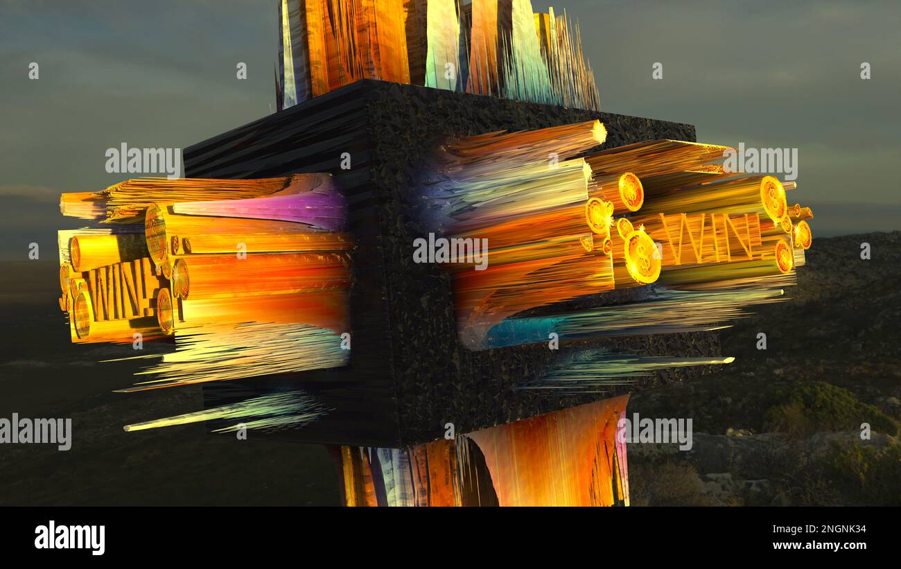 A 3D Illustration of an artistic rendition of an art installation of an ...