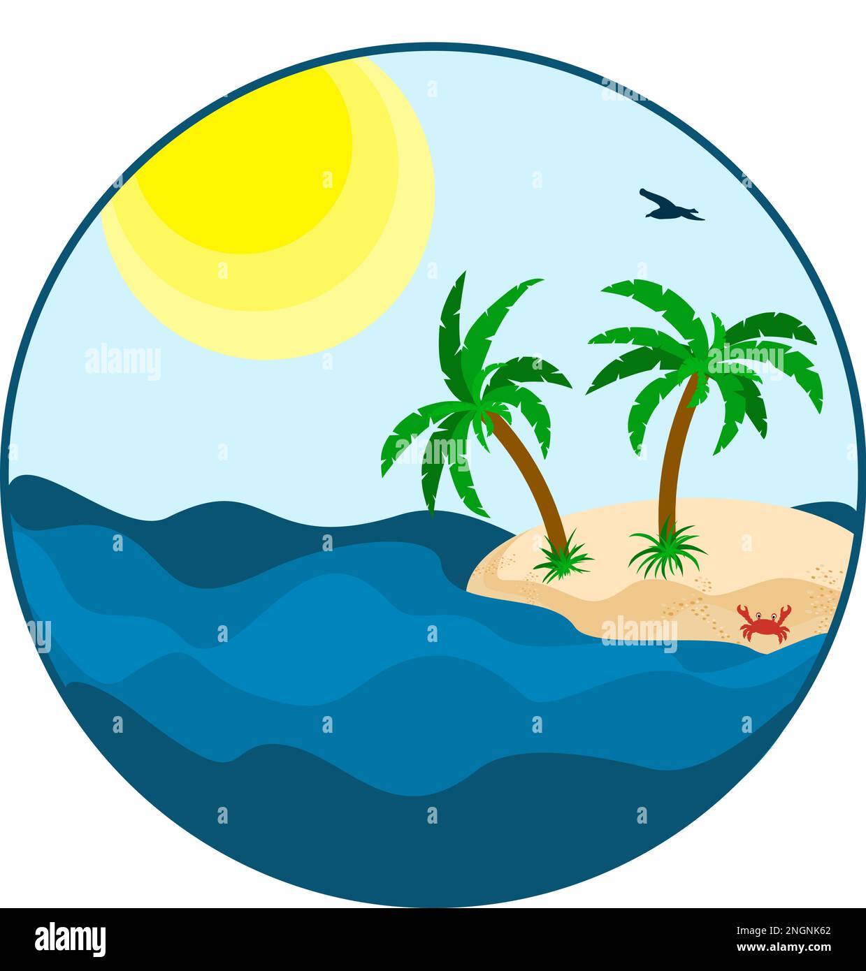 Tropical island with palm trees. Summer vacation. Vector illustration ...