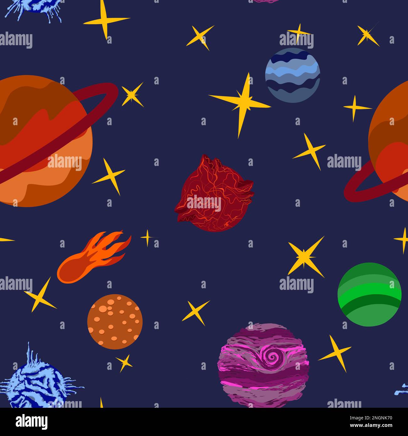 Cartoon planets. Colorful set of isolated objects. Space background ...