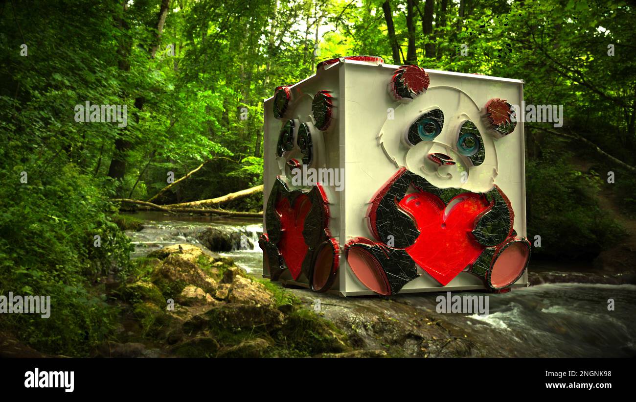 A 3D Illustration of an artistic rendition of an art installation of a ...