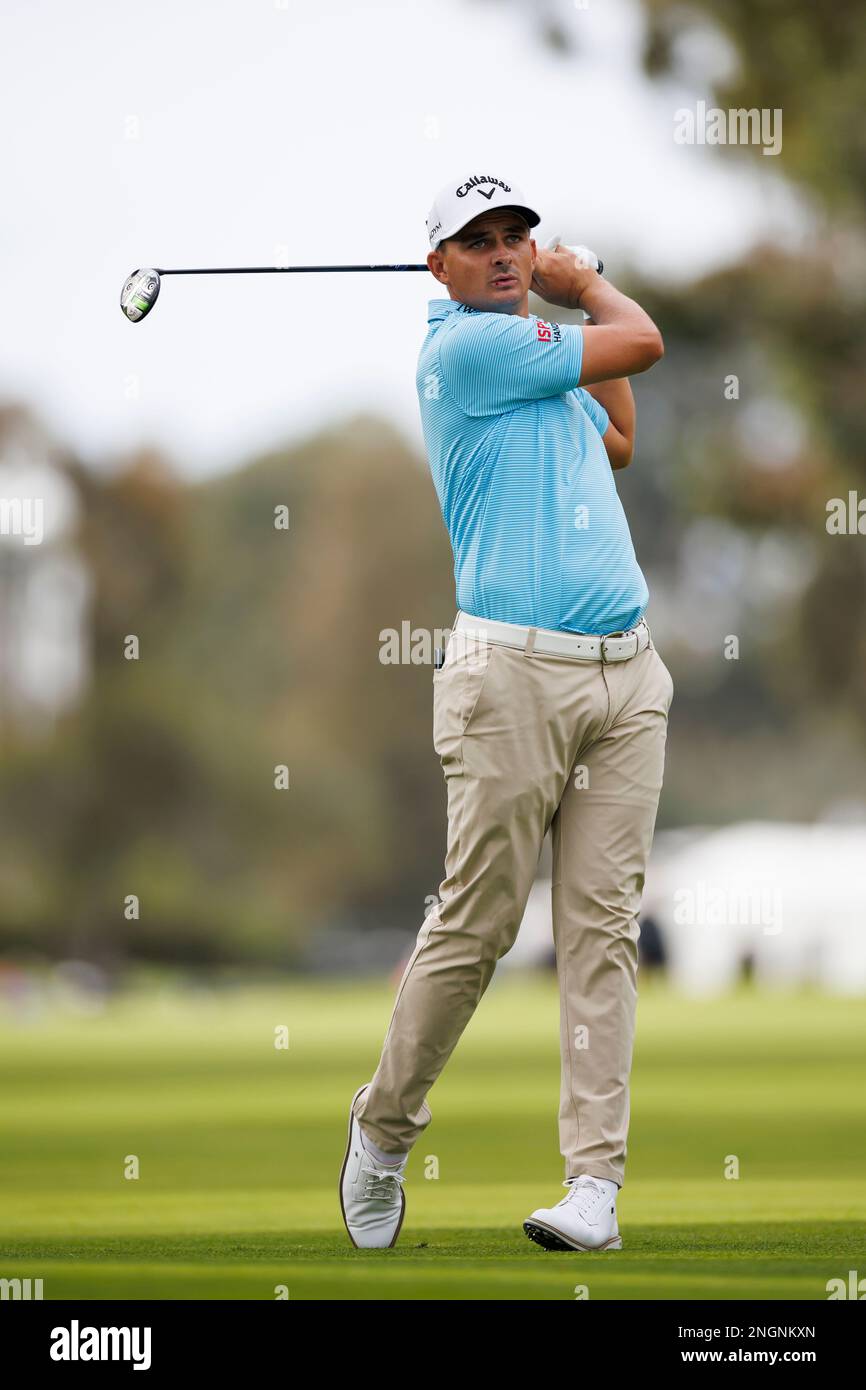 Christiaan Bezuidenhout, of South Africa, hits his second shot on the ...