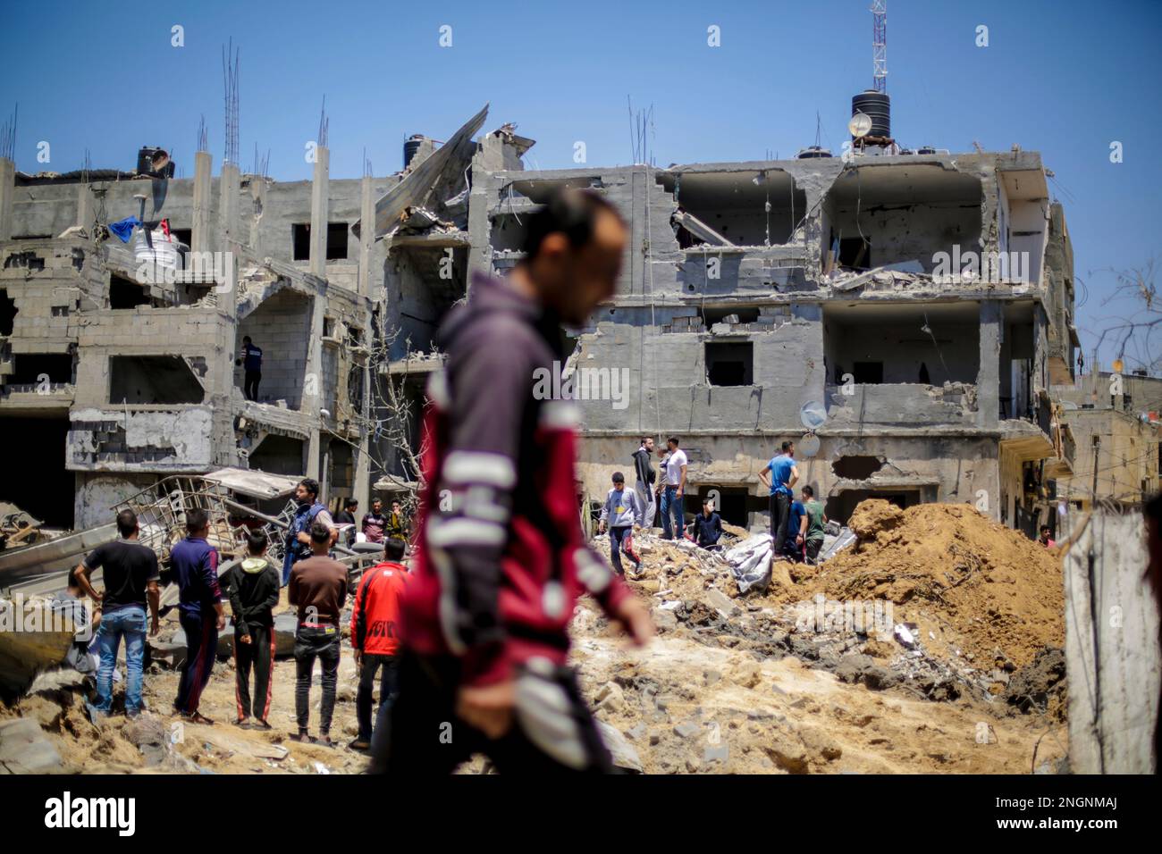 Gaza, Palestine. The Israeli bombing destroyed an entire residential ...