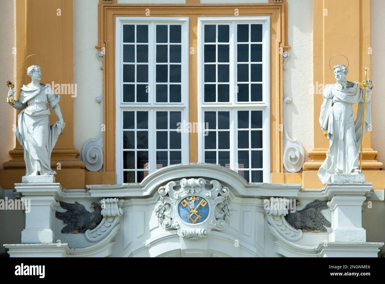 The close view of 18th century Melk Abbey window with baroque style ...
