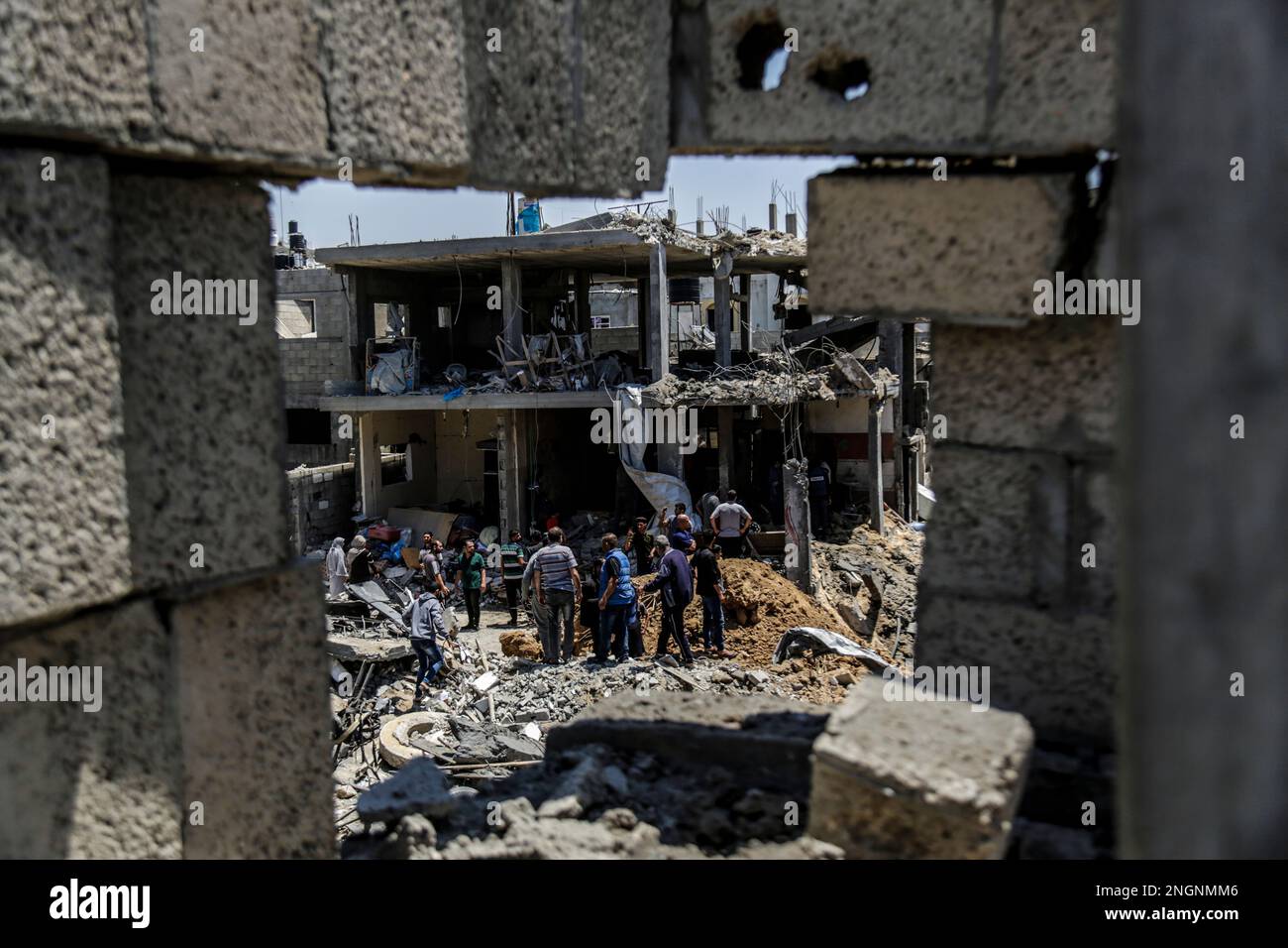 Gaza, Palestine. The Israeli bombing destroyed an entire residential ...